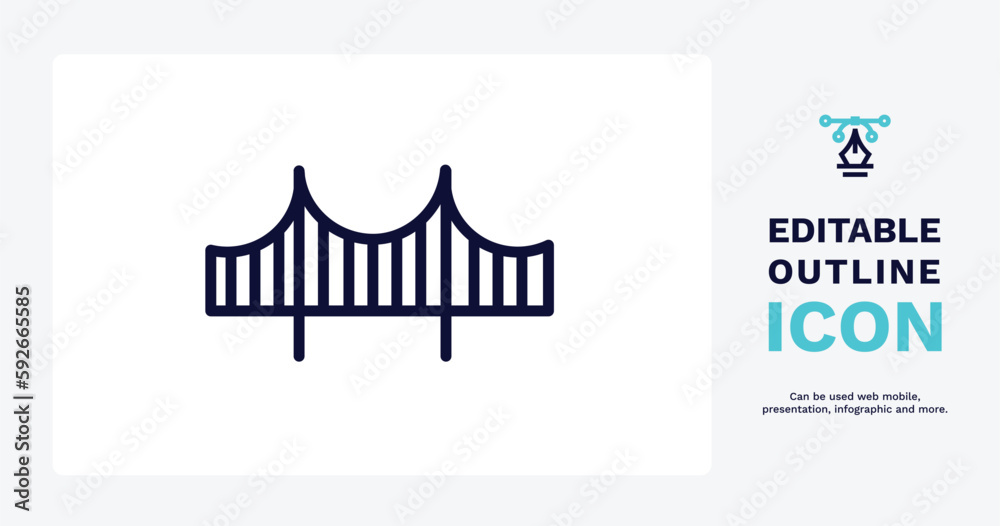 bridge outline icon. Thin line bridge outline icon from user interface ...