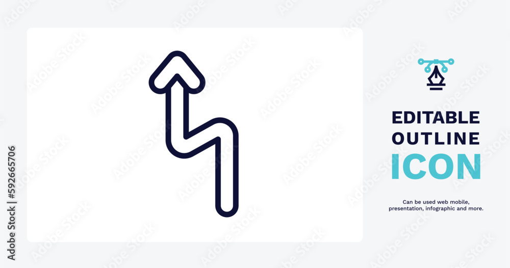 left reverse curve icon. Thin line left reverse curve icon from user interface collection ...