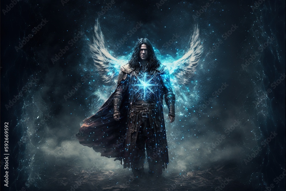 Realistic fantasy character of angelic battlemage with awe-inspiring ...
