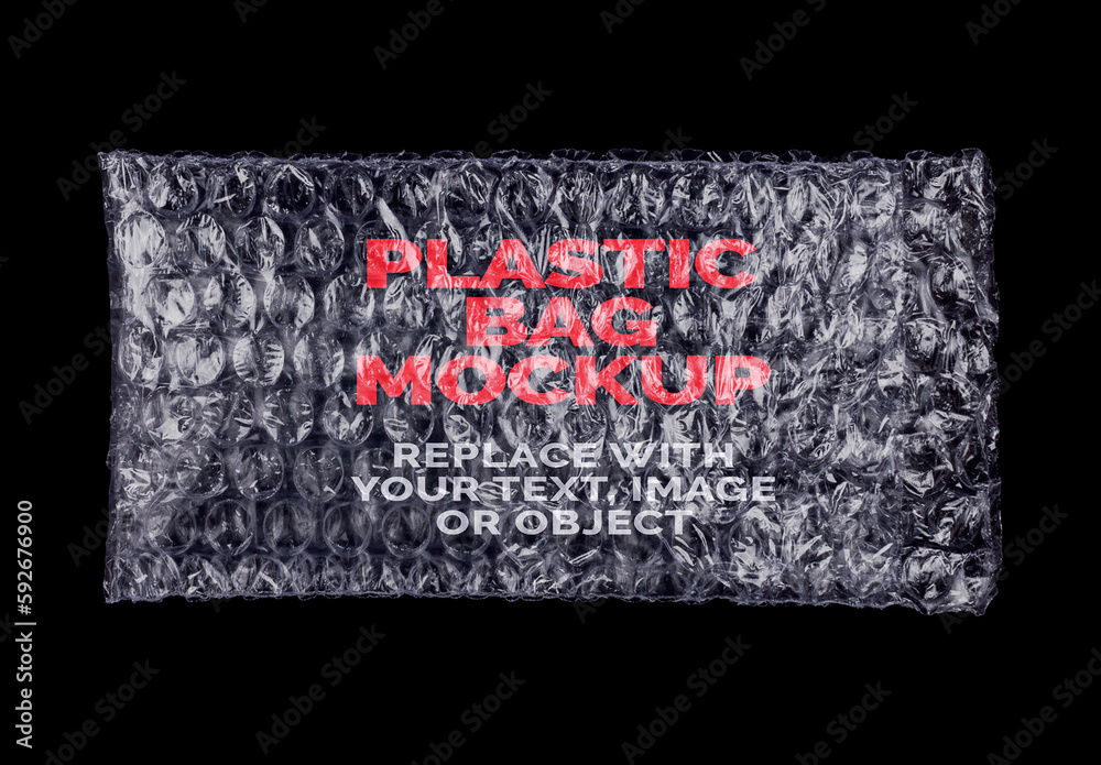 Plastic Bag Transparent Case Texture Effect Mockup Template Stock ...