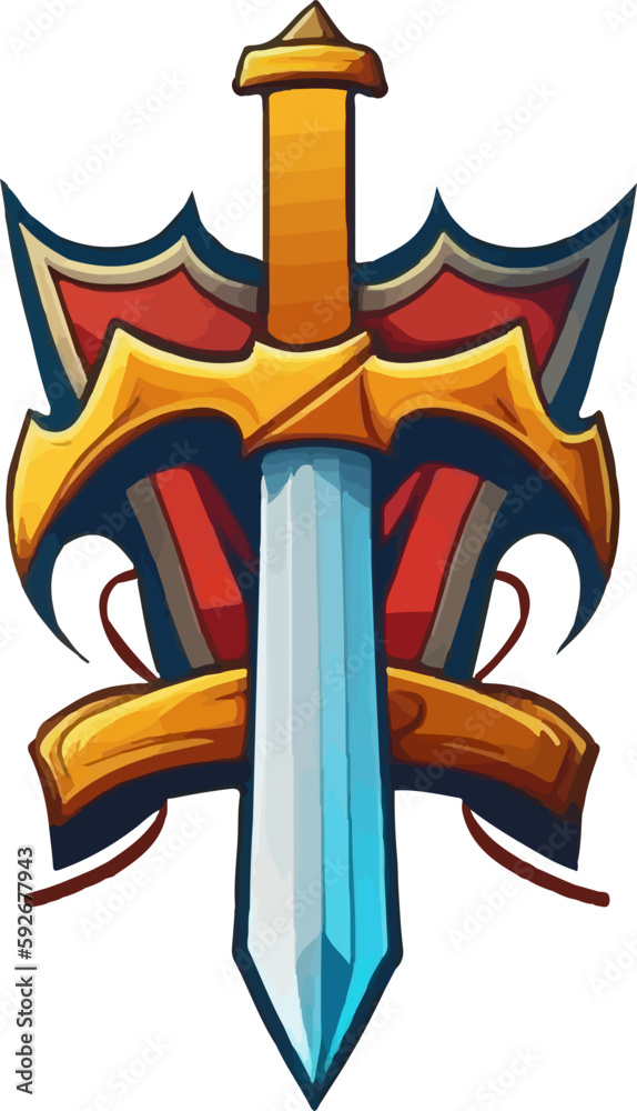 Sword logo multicolor vector illustration isolated on white background ...