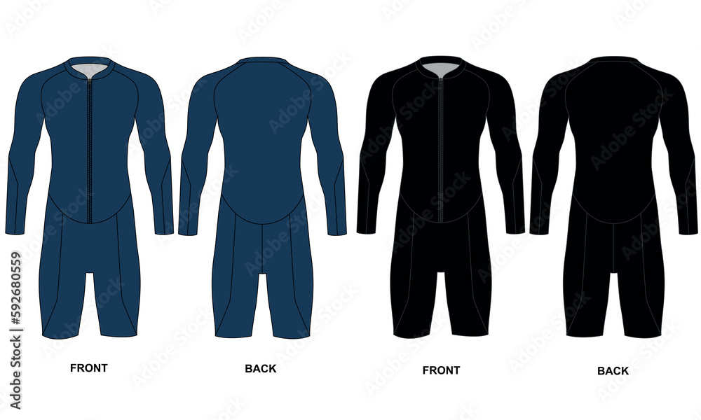 Vector drawing of a men's sports suit for triathlon, cycling, diving ...