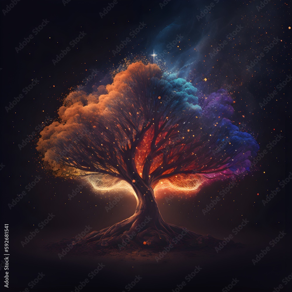 tree of life stars in the night sky beautiful vibrant color scheme ...