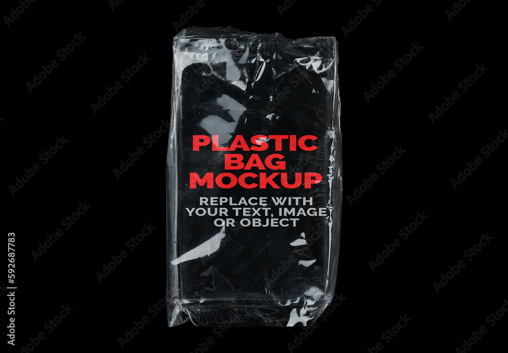 Plastic Bag Transparent Case Texture Effect Mockup Template Stock ...