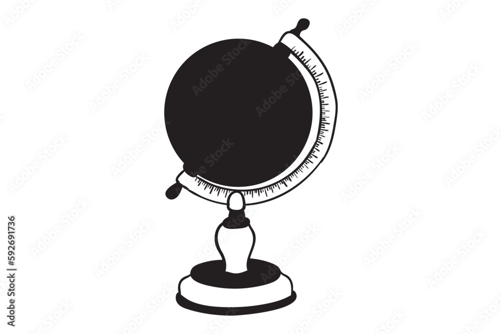 Globe Stand Vector SVG, Globe Stand Vector, Earth Globe Hand Draw ...