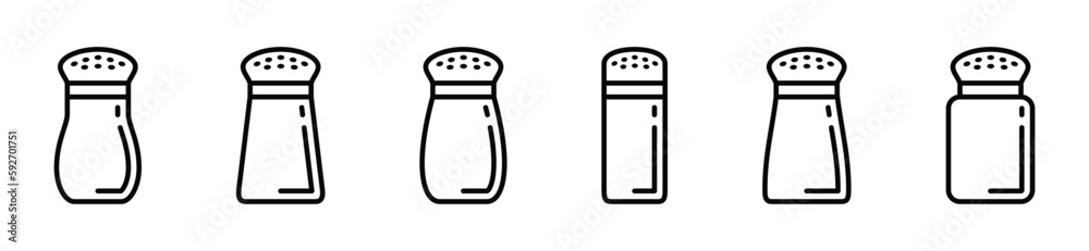 Salt and pepper container icons vector set. Spice container icon symbol ...