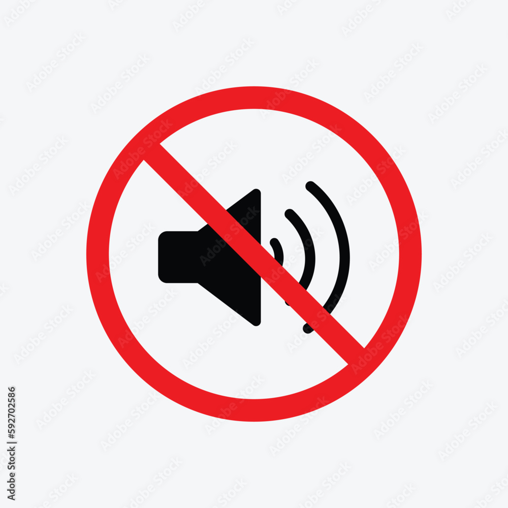 Vector forbidden sign horn makes a loud sound no noise sign Stock ...