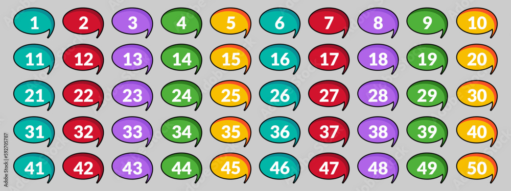 numbers one through fifty with colorful bubbles Stock Vector | Adobe Stock