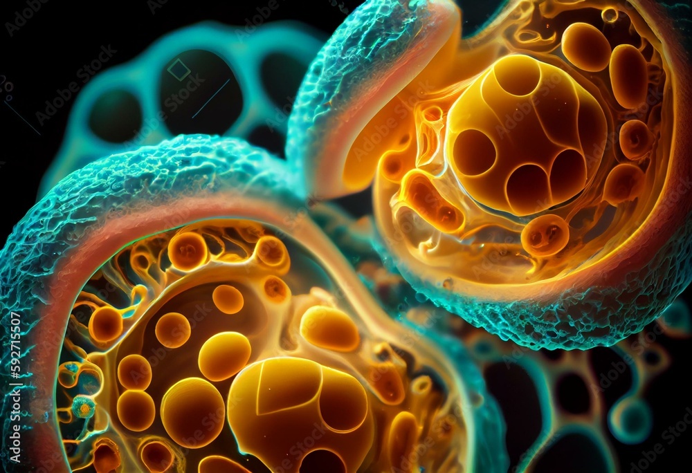 Macro close up of look like scientific image of embryo cells division ...