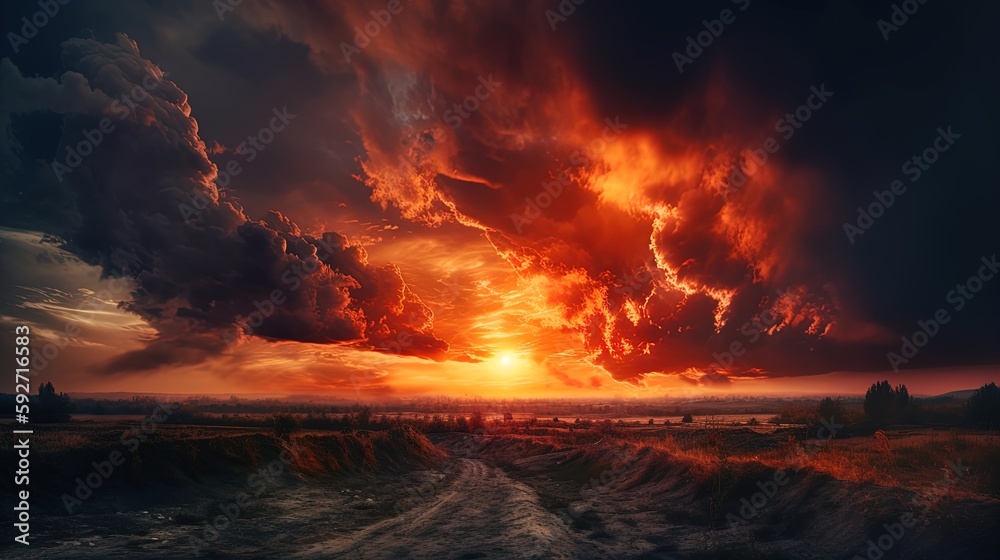 ภาพประกอบสต็อก Abstract dark red background. Dramatic red sky. Red ...