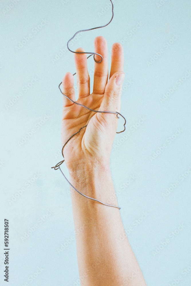 hand with a wire, hand, finger, woman, body, thread, fingers, business ...