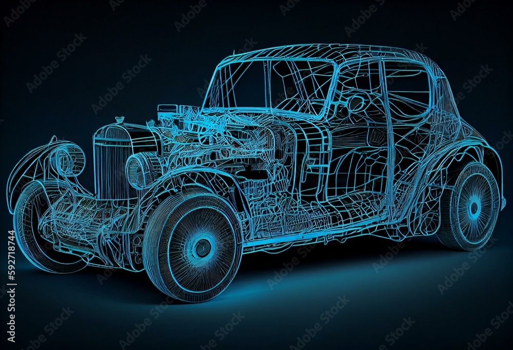 Frontside Vintage AR car wireframe concept, generative ai, Augmented ...