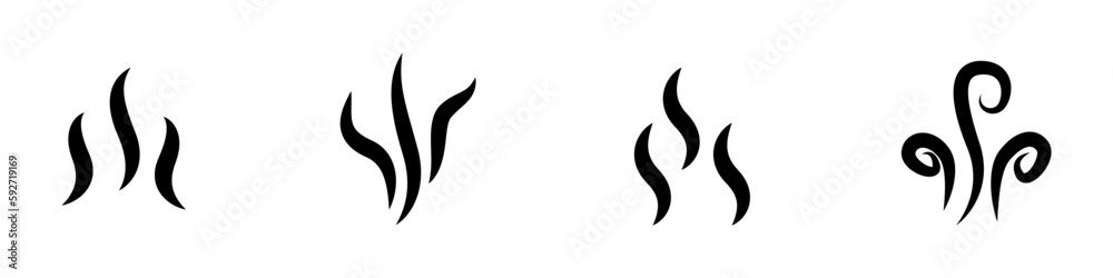 Hot steam vector. Smoke set of vector icons. Liquid evaporation icons ...