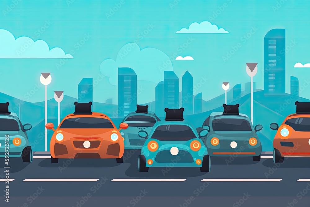 traffic robots in cartoons. Generative AI Stock Illustration | Adobe Stock