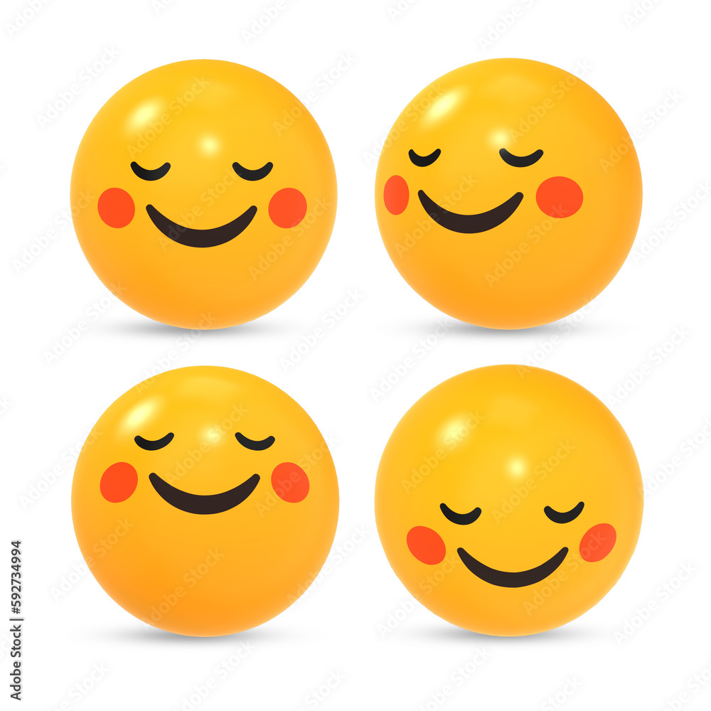 3D rendered happy haha smiley emoji reaction icon with different view ...