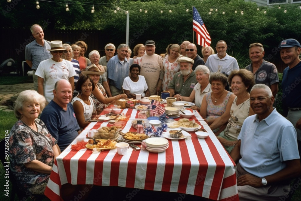 A Memorial Day barbecue with friends and family, celebrating the ...
