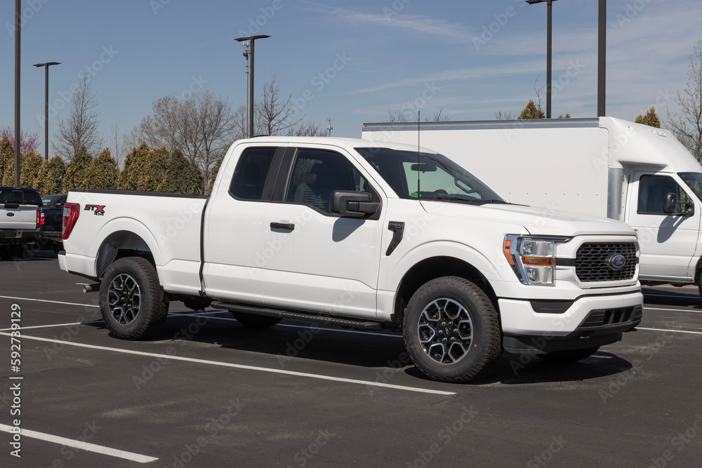 Ford F-150 display at a dealership. The Ford F150 is available in XL ...
