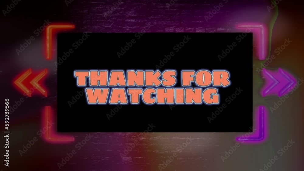 Animated trailer saying thank you for watching, with a cool background ...
