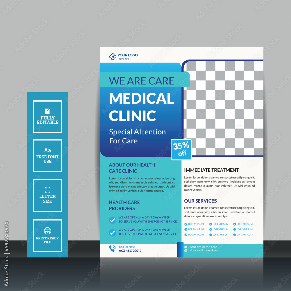 Modern Medical clinic poster and flyer template design Stock Vector ...