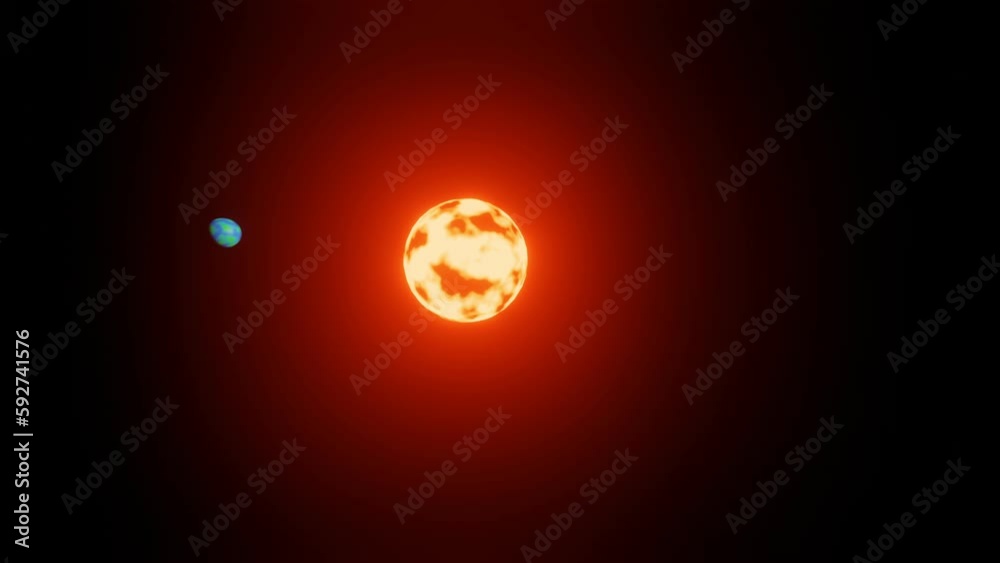 Rotating Earth with sun. Seamless loop animation. Earth's rotation ...