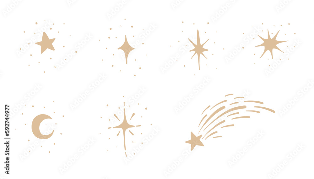 Gold line element star celestial magical zodiac Stock Vector | Adobe Stock