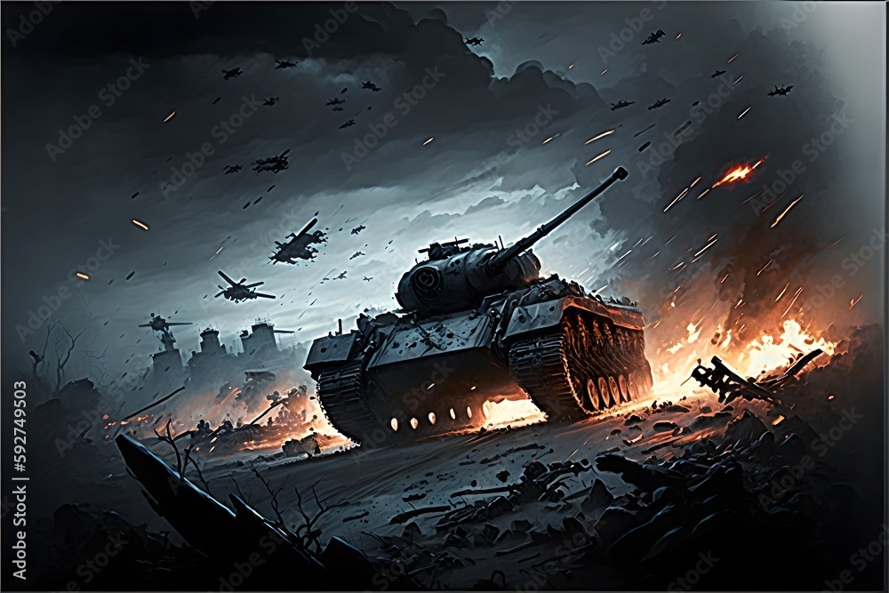 dark evening sky ripping apart revealing a swarm of militant burning ...