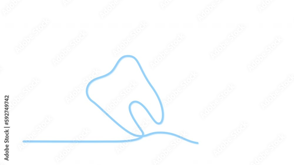 Tooth outline self drawing animation. Line art, luma matte, alpha ...