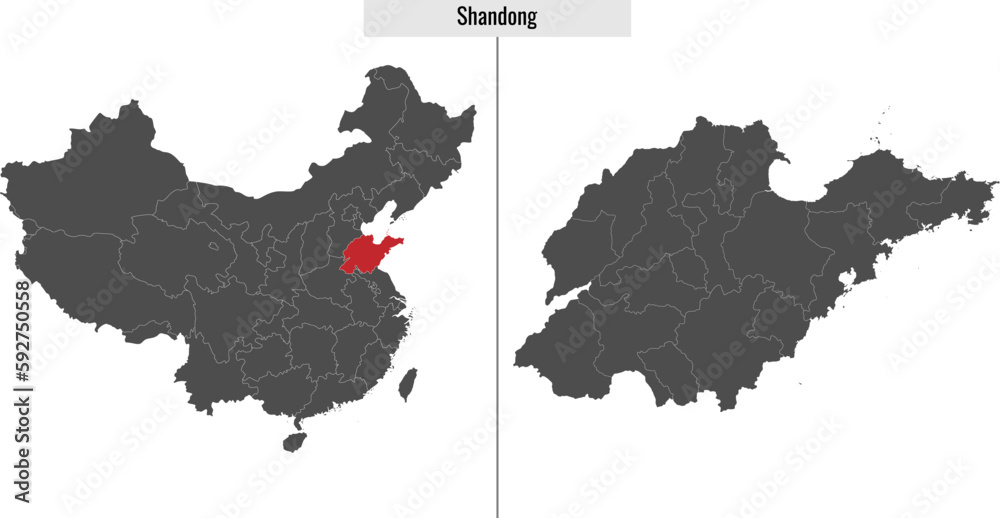 map of Shandong province of China Stock Vector | Adobe Stock
