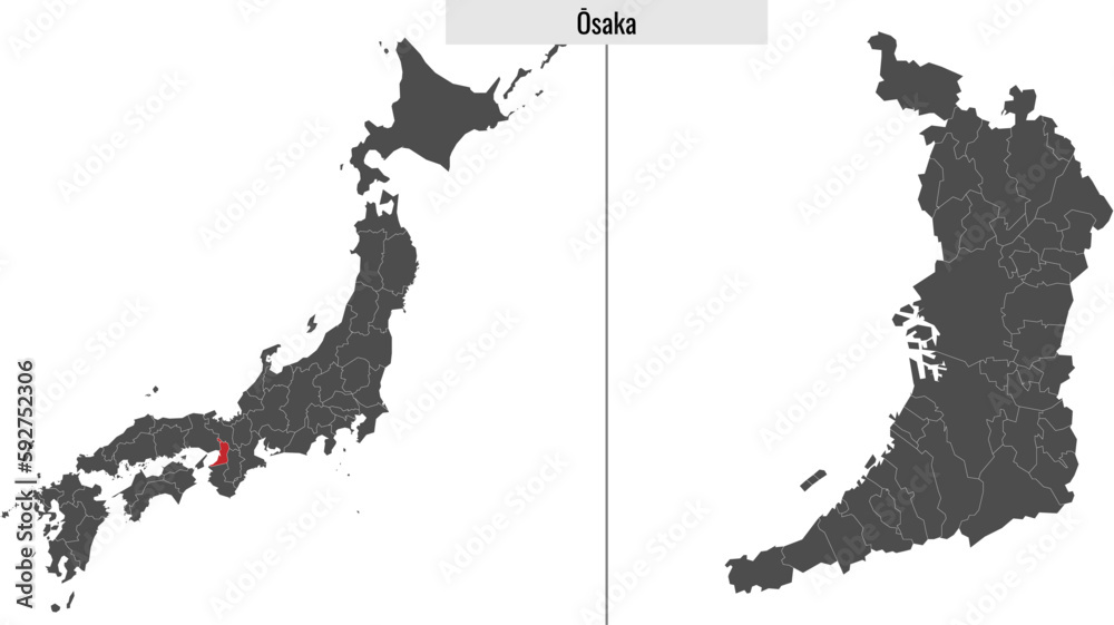 map of Osaka prefecture of Japan Stock Vector | Adobe Stock