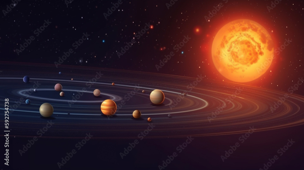 Solar system deep space planets and sun, background banner or wallpaper ...