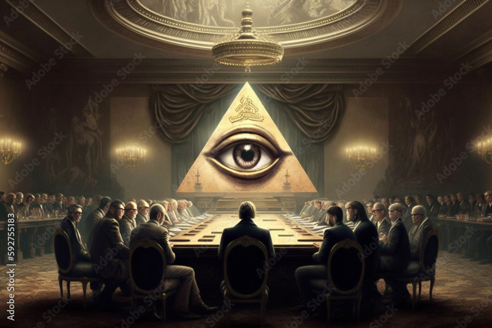 Illuminati meeting, all seeing eye pyramid, concept of secret societies ...