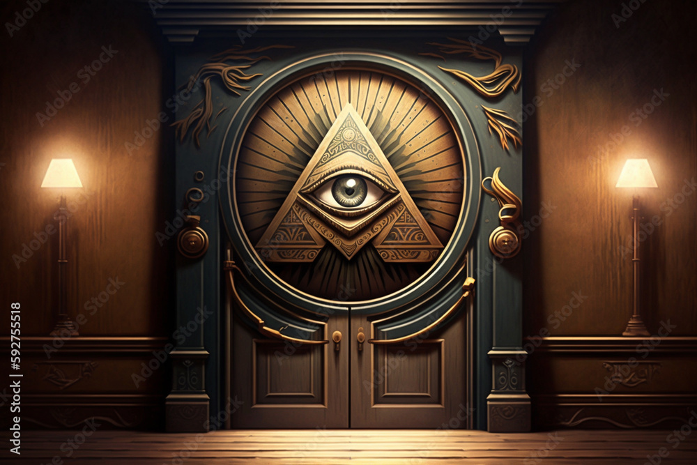Doorway to illuminati meeting, concept of global elite and occultism ...