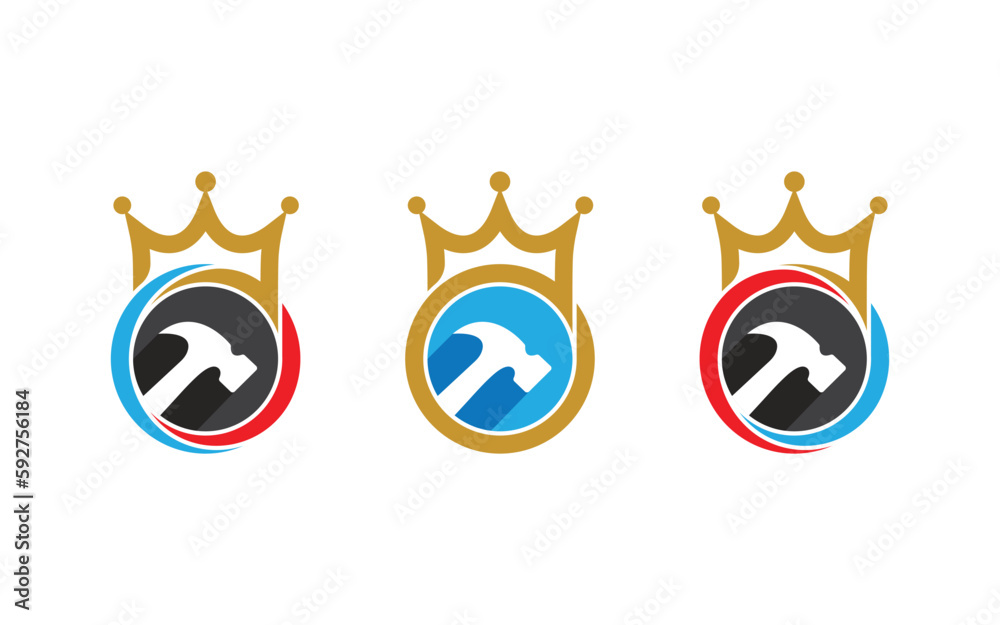 Vetor de Hammer Crown Logo Concept sign symbol icon Element Design ...