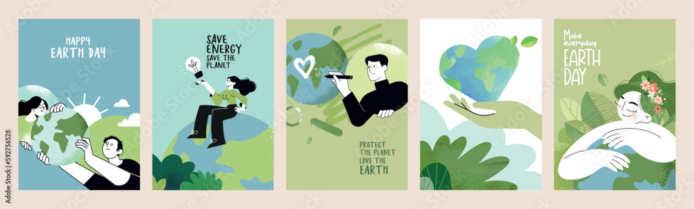 Earth day poster set. Vector illustrations for graphic and web design ...