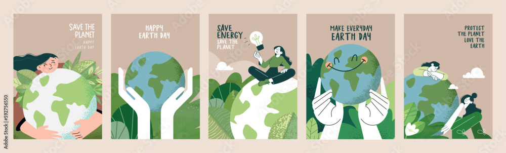 Earth day poster set. Vector illustrations for graphic and web design ...