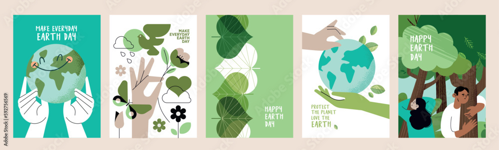 Earth day poster set. Vector illustrations for graphic and web design ...