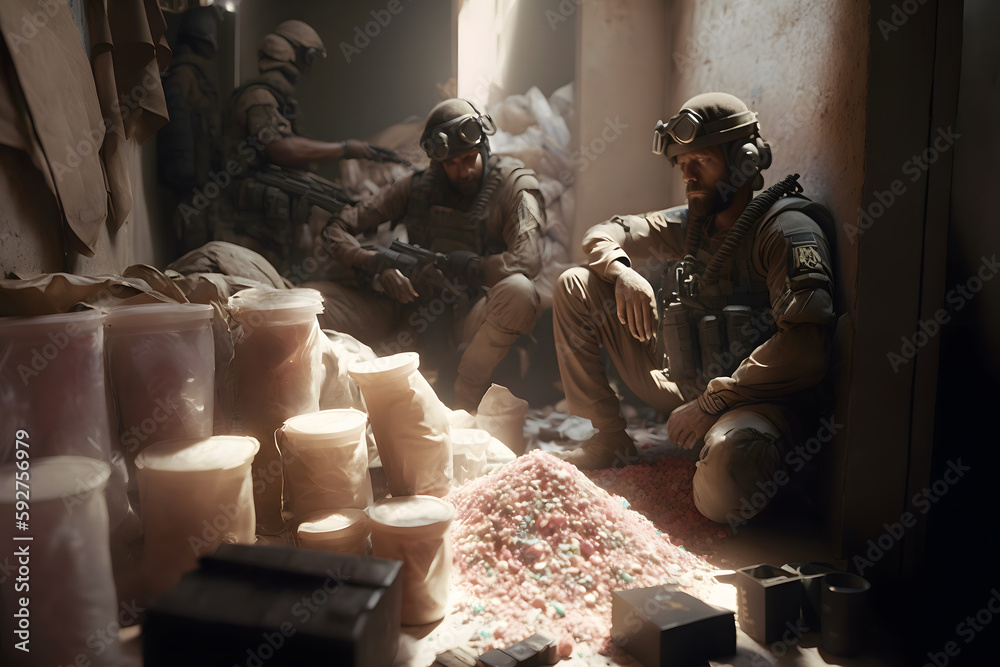 Fully Armed Special Anti-Narcotics Task Forces Soldier. Neural network ...