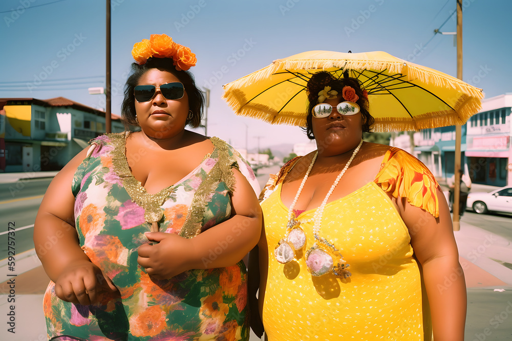 Two plus size overweight sisters twins women happy and proud of their ...