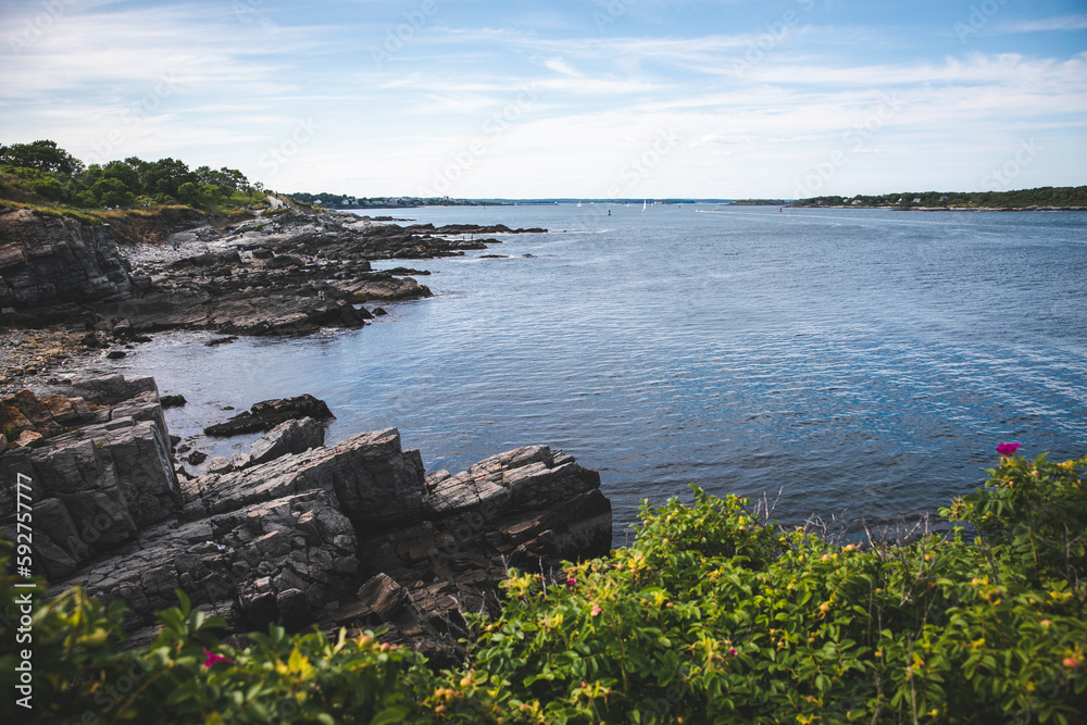 View of the Rocky Coastline and Atlantic Ocean in Portland, Maine from ...