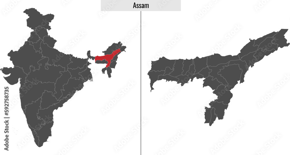 Assam map state of India Stock Vector | Adobe Stock