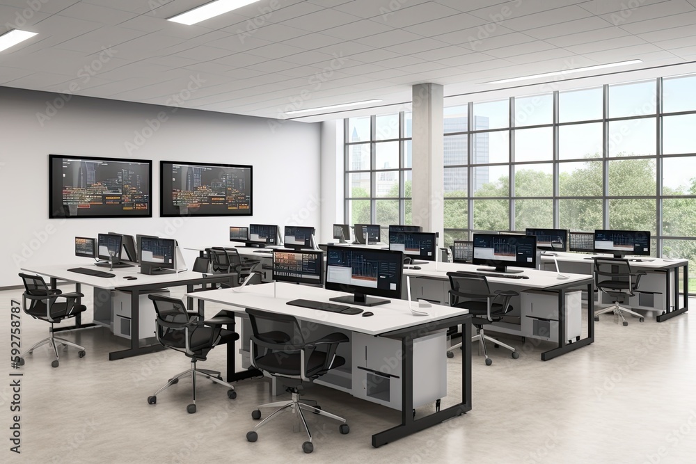 modern training room with modular furniture, multimedia capabilities ...