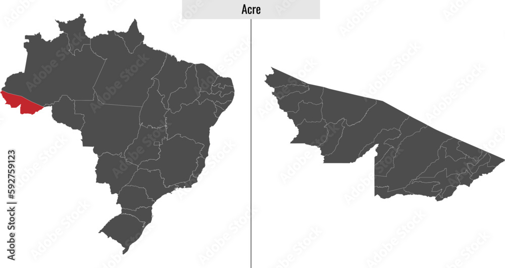 Acre map state of Brazil Stock Vector | Adobe Stock