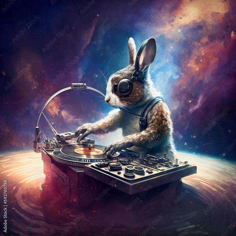 Cosmic Rabbit: The Interplanetary Party. Created using generative AI ...
