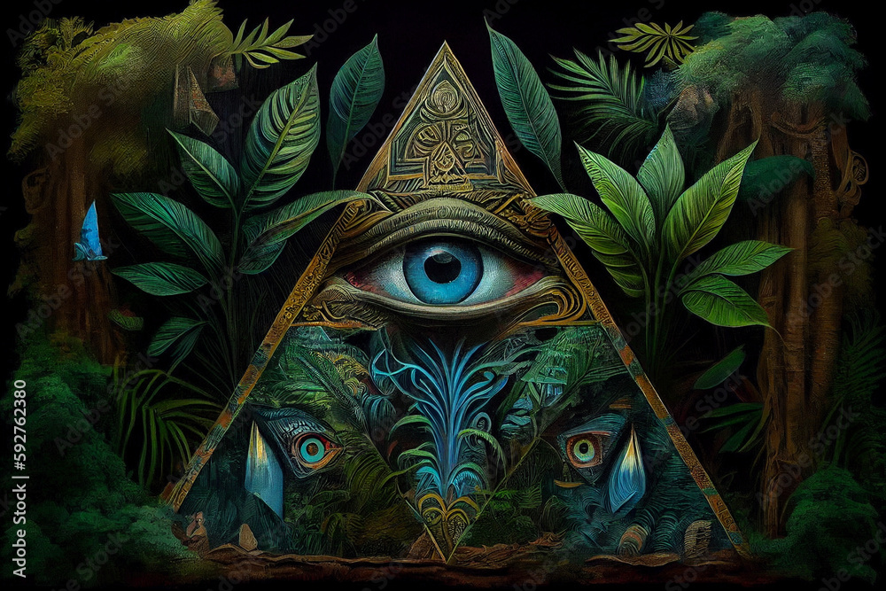 Illuminati logo, all seeing eye symbol on pyramid, concept of masonic ...