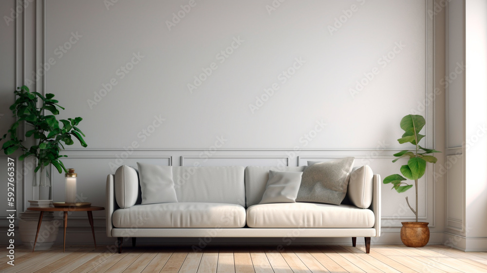 Zoom background, couch, minimal frame, furniture background, copy space ...