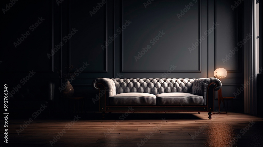 Zoom background, couch, minimal frame, furniture background, copy space ...