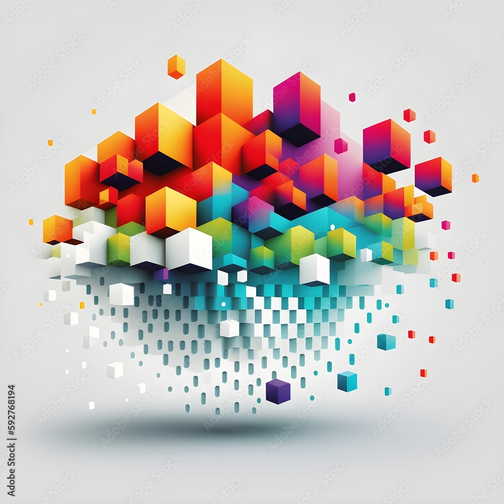 pixel cubes vector svg Architecture colorful flashes and with a total ...