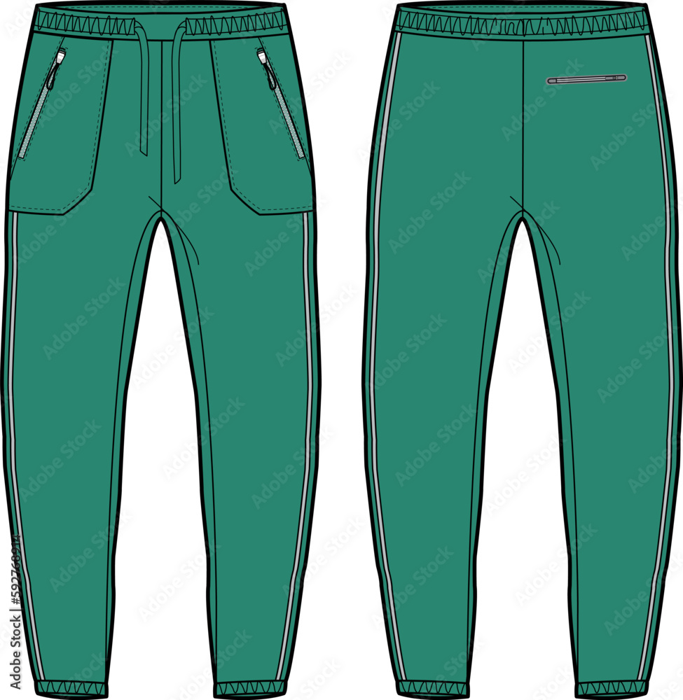 Tapered Jogger bottom Pants design flat sketch vector illustration ...