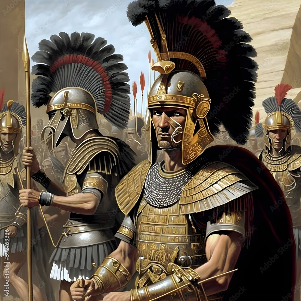 Antiochus III and hoplite soldiers background is Ancient babylon Stock ...