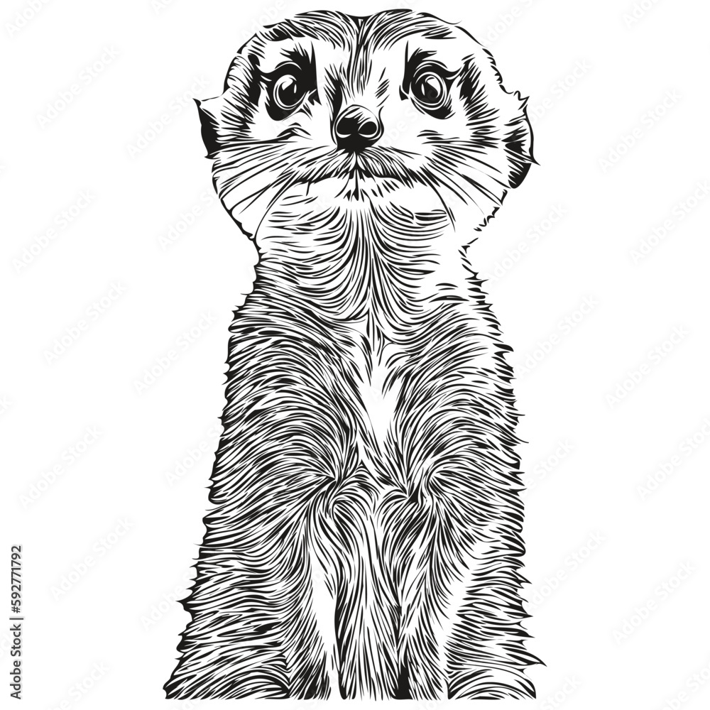 Meerkat vector illustration line art drawing black and white Meerkats ...